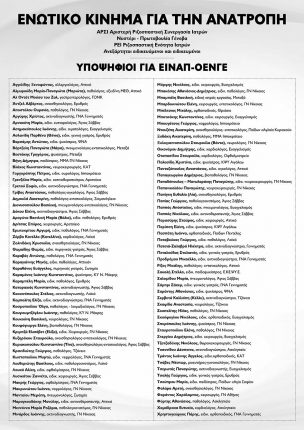 Εκλογές ΕΙΝΑΠ-ΟΕΝΓΕ 26/02: διακήρυξη & ψηφοδέλτιο από το Ενωτικό Κίνημα ...